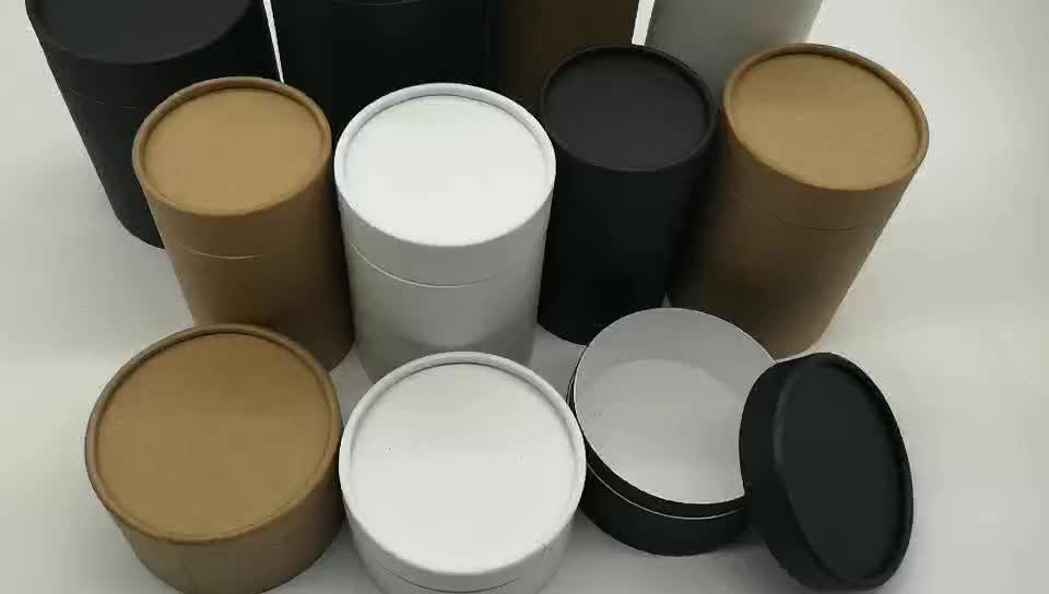 Recycled White Black Brown Kraft Cardboard Cylinder Jar Round Paper Box ...