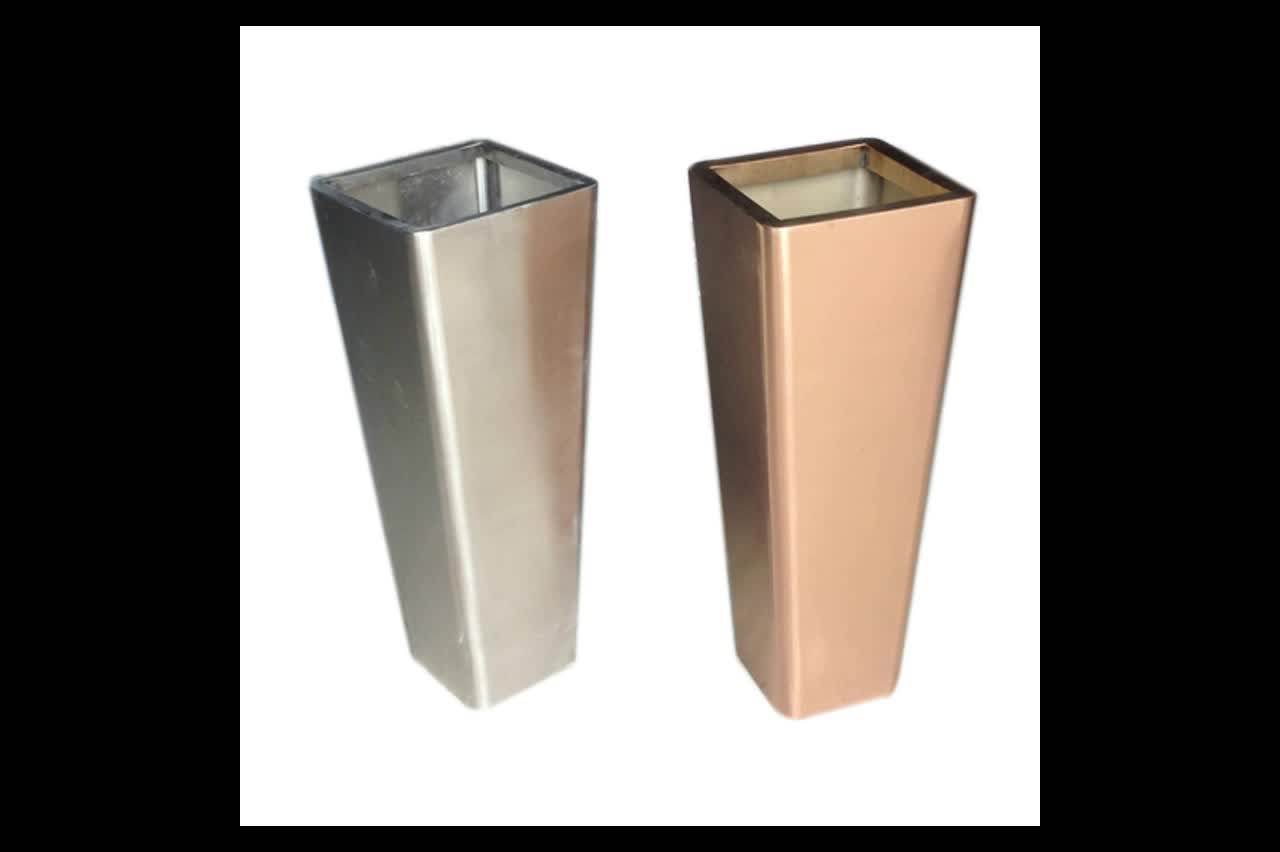 Tall Cylinder Stainless Steel Flower Planter Plant Pot Metal Floor Pot ...