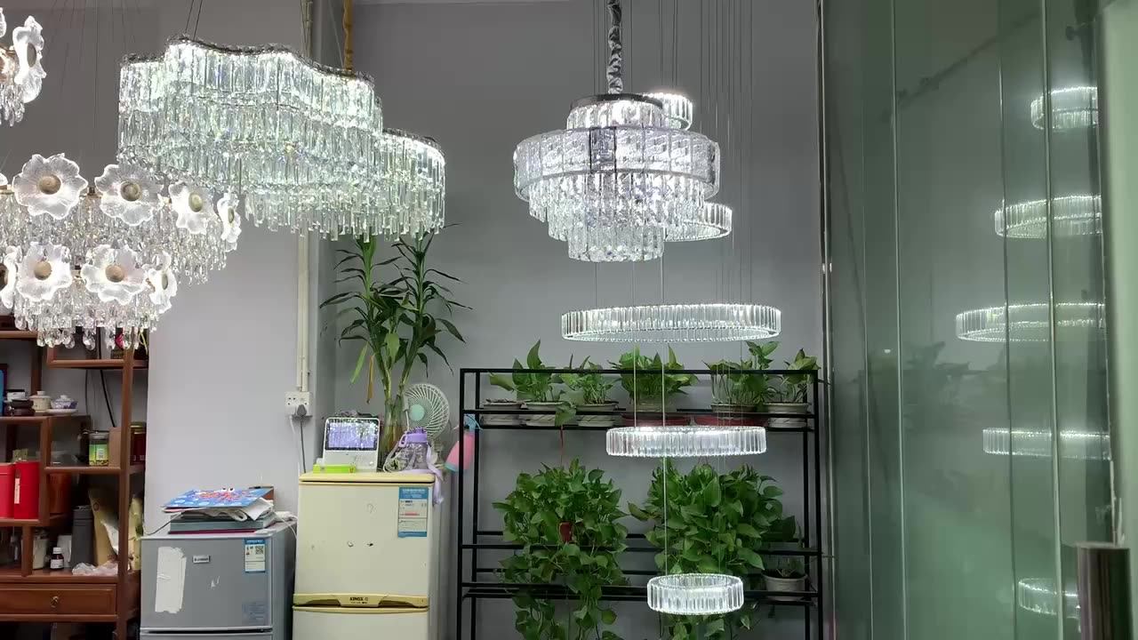 Modern Crystal Chandelier For Staircase Long Villa Chain Lighting ...