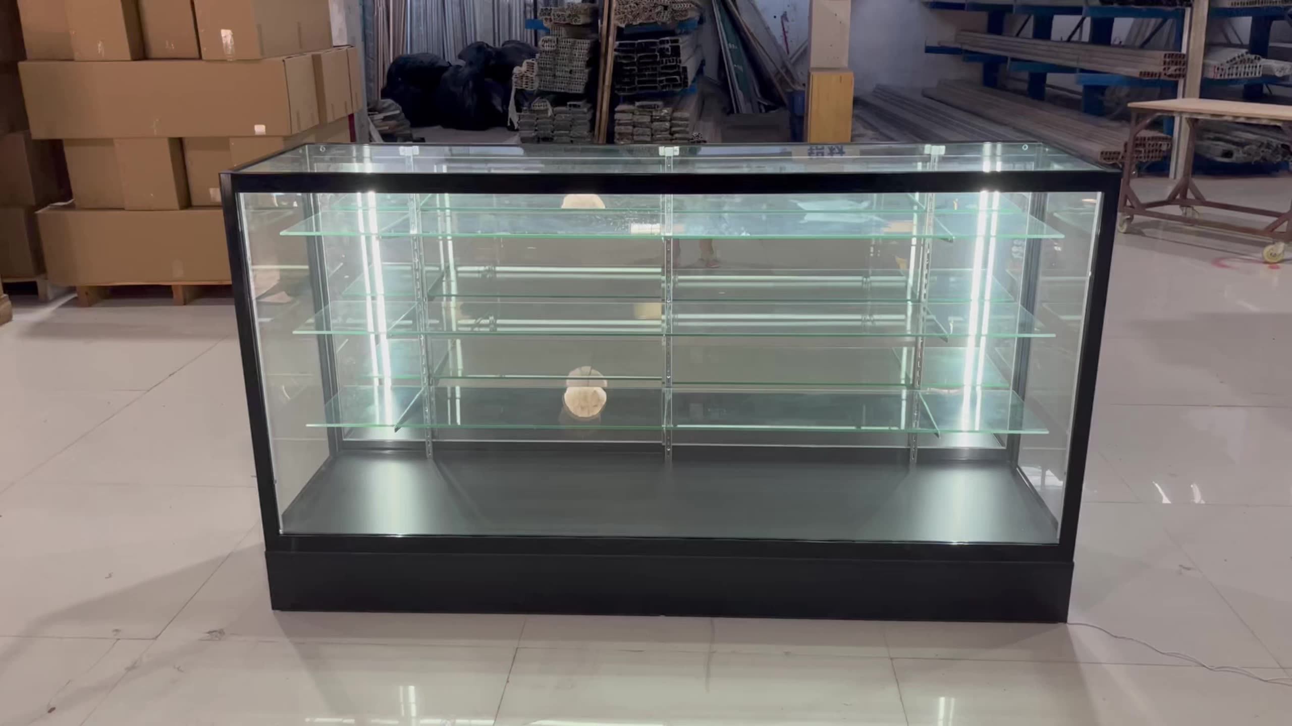 6ft Smoke Shop Adjustable Shelves Display Aluminum Frame 7mm Tempered ...