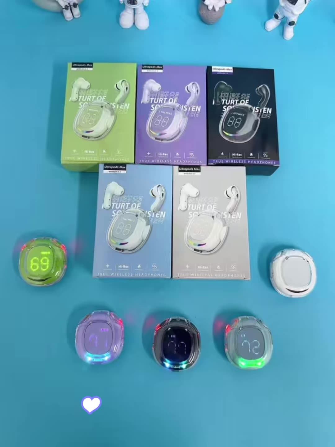 Air40 Tws Bluetooth Earbuds Big Led Screen Wireless Gaming Headset With ...