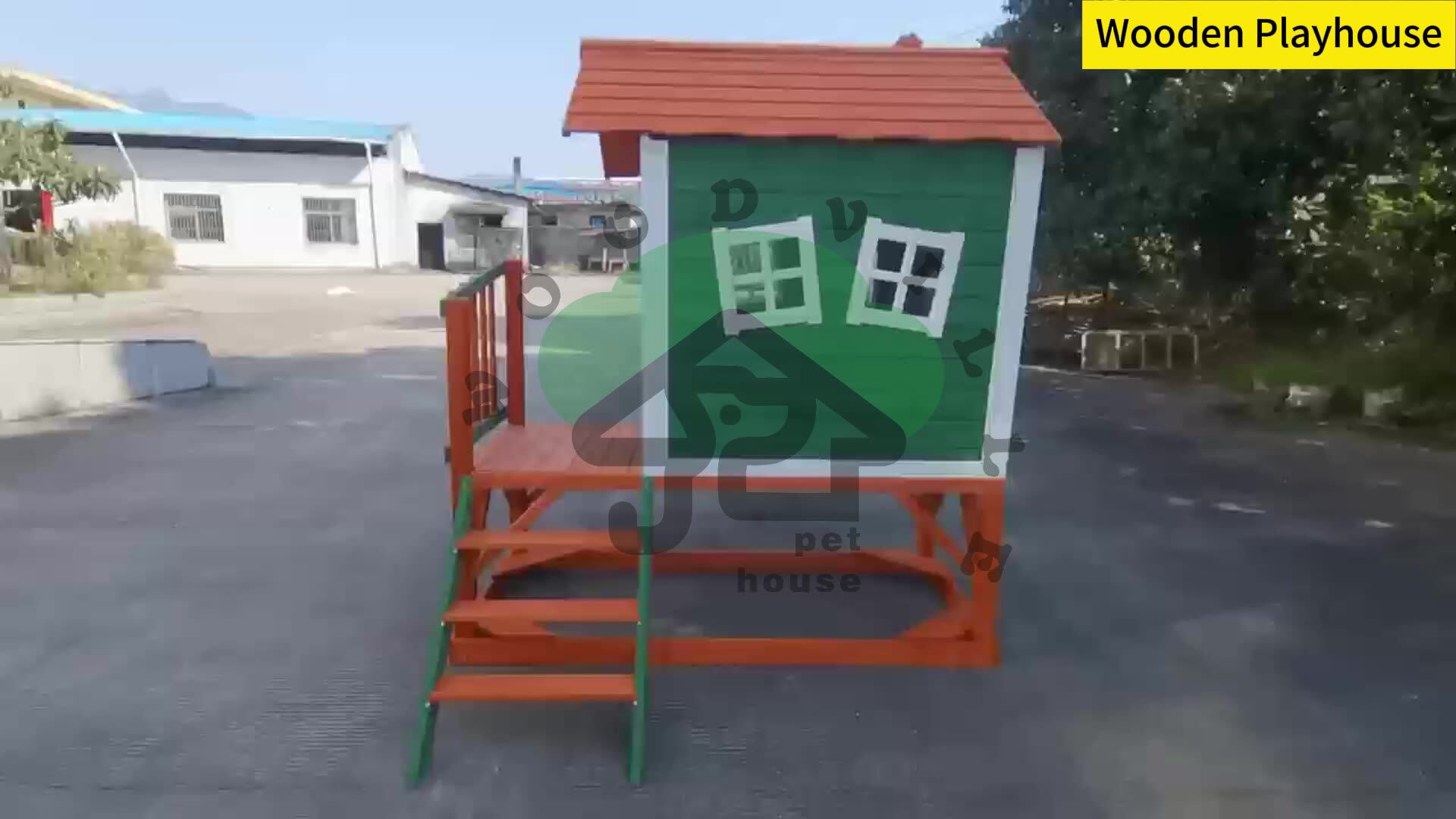 Wooden Children Playgouse Outdoor Backyard Cottage Garden Kid ...