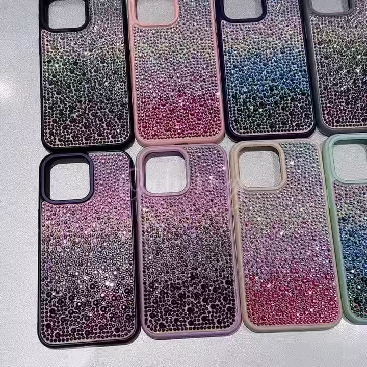 For Iphone 15 Pro Case Gradient Gem Diamond Crystal Cell Phone Case ...