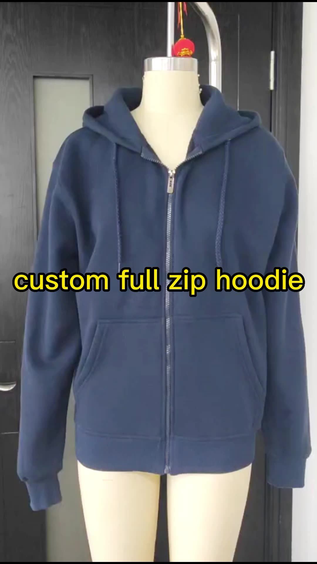 Unisex Custom 350gsm Blank Full Zip Up Hoodie Fleece Oversized ...