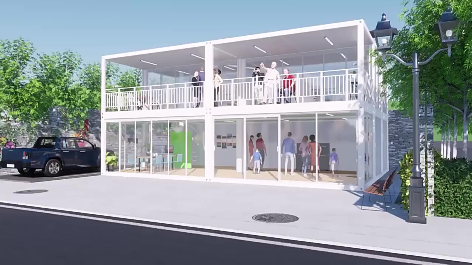 Two Storey Luxury Modern Flat Pack Container Home Office With Glass ...