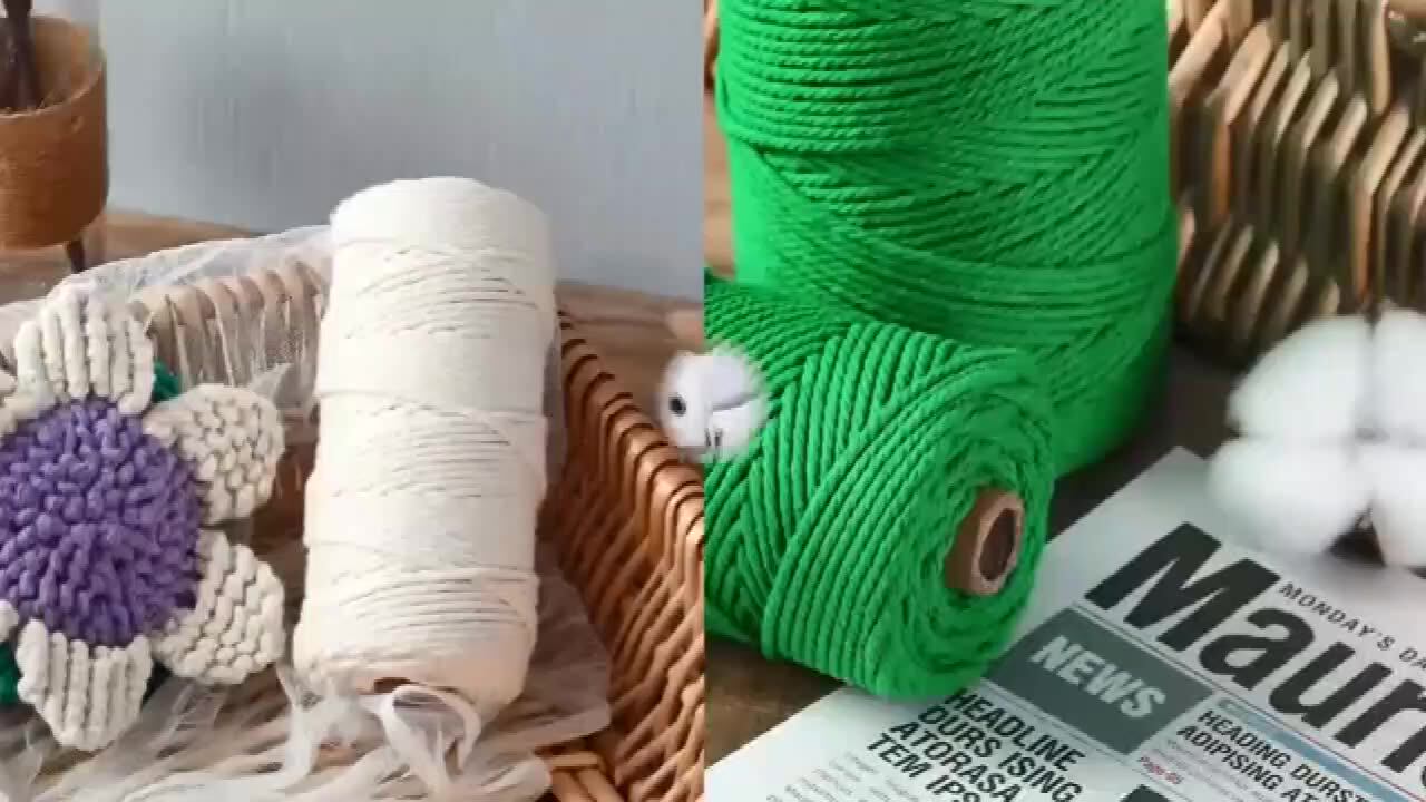 Macrame Yarn 4mm Macrame Twist Cord Cotton String Makramee Rope - Buy ...