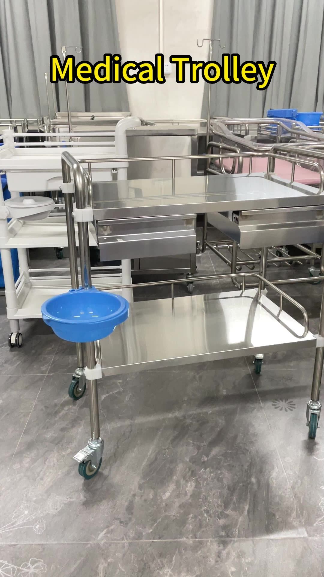 Stainless Steel Medical Trolley With Drawers Assemble Treatment Cart ...