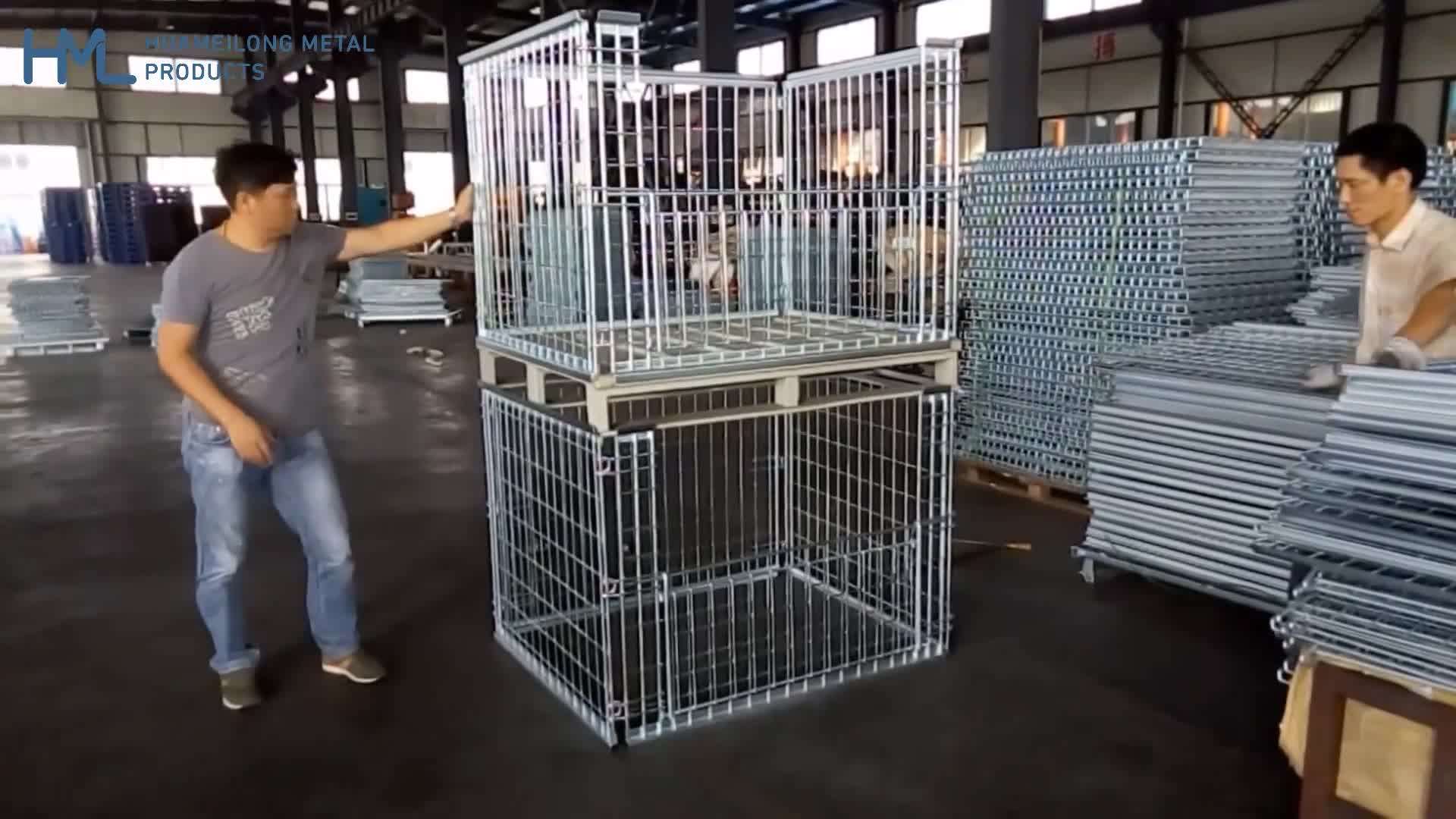 Euro Galvanized Foldable Warehouse Rigid Wire Mesh Pallet Box - Buy ...