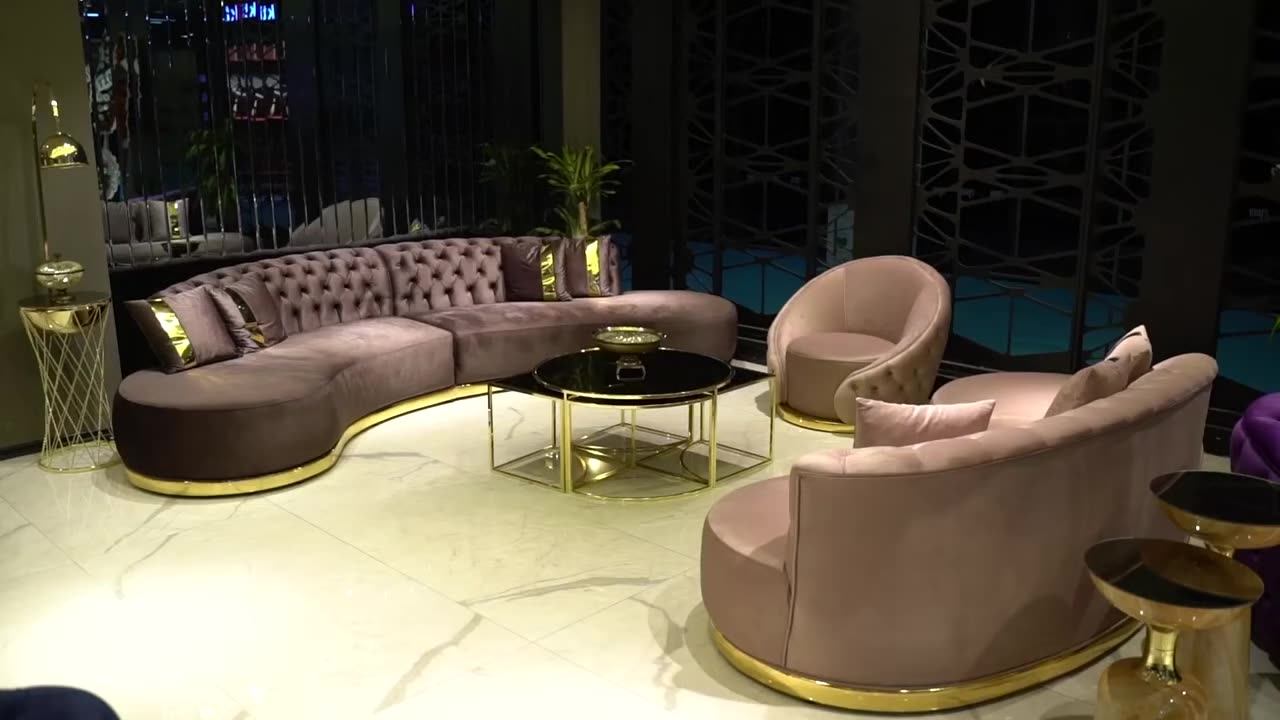 Turkish Style Sofa Set Tufted Upholstered Curve Sofa Curved Coach ...