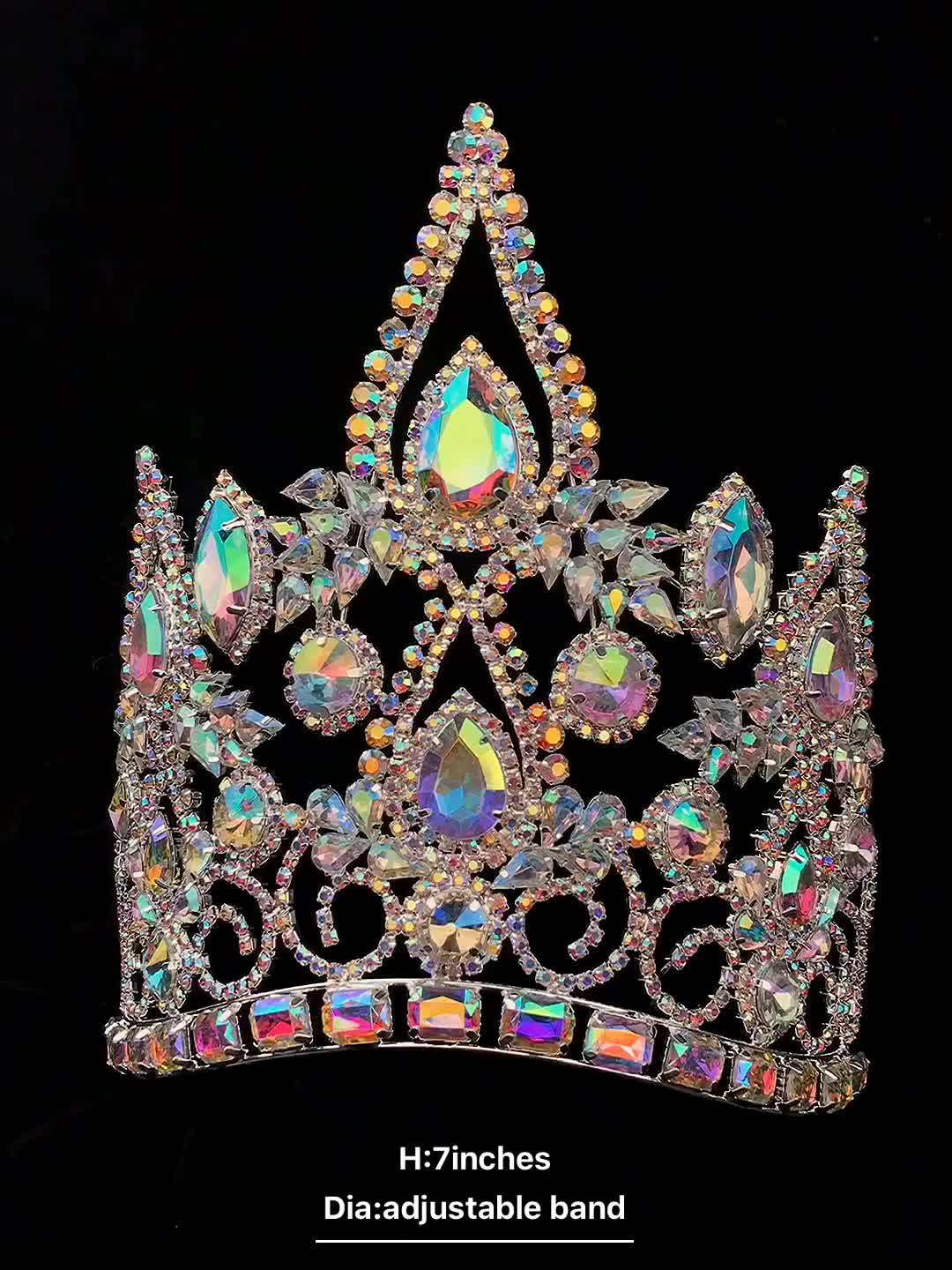 Beauty Large Rhinestone Tiara Crystal Tiaras Pageant Miss World Royalty ...