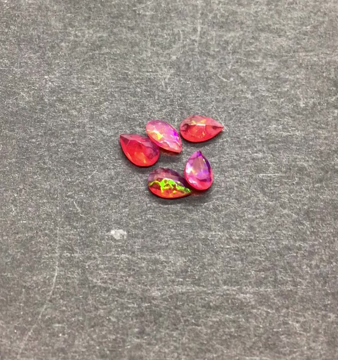 Multi Fire Red Ethiopian Opal 6x8mm Oval Cut Faceted 100% Natural Loose ...