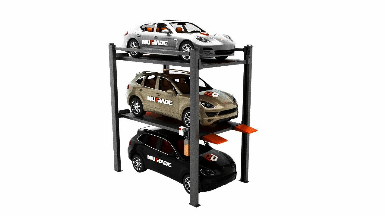 Vertical Car Parking Triple 3 Cars Four-post Car Storage Stacker Lift ...