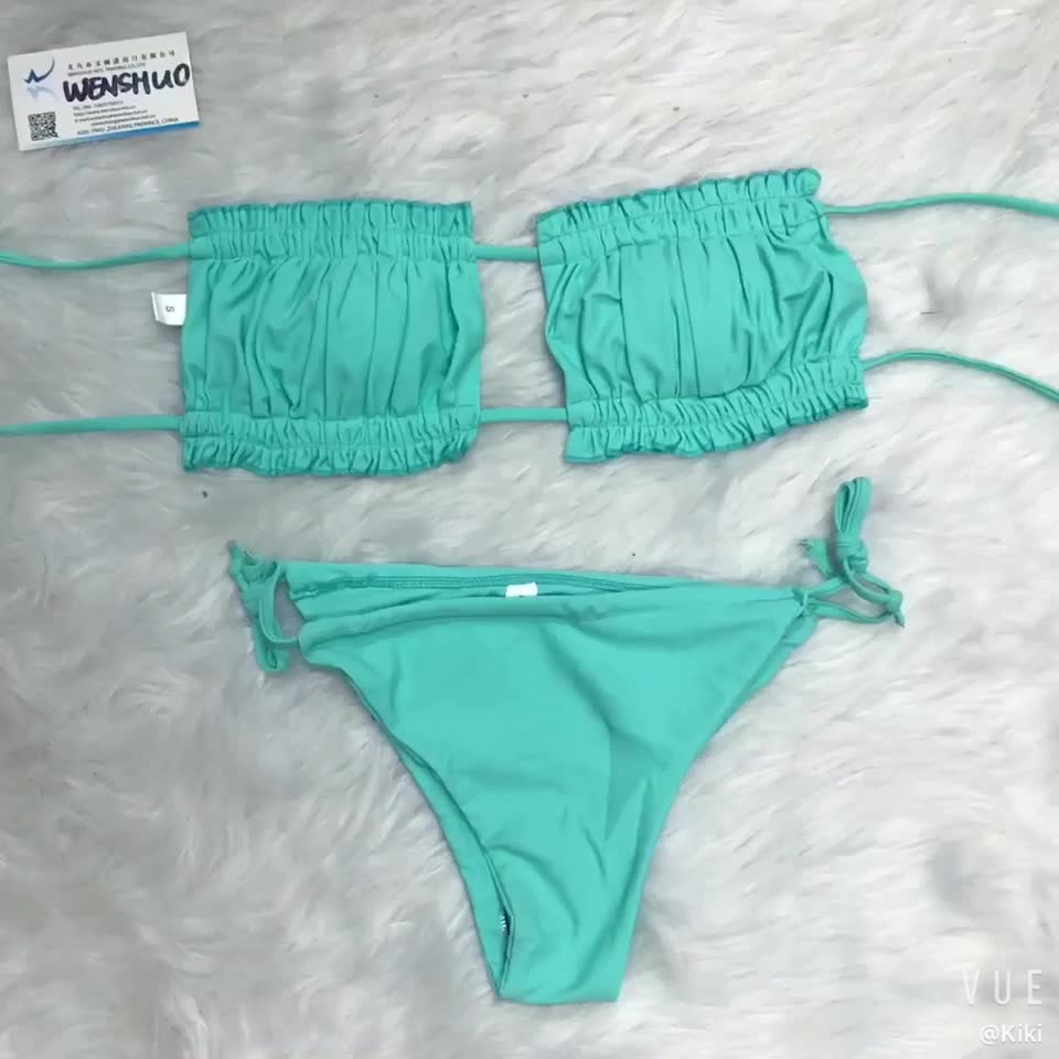 2019 New Swimsuit Hot Sexy Folds Hollow Bikini Bikini Two Piece Beach
