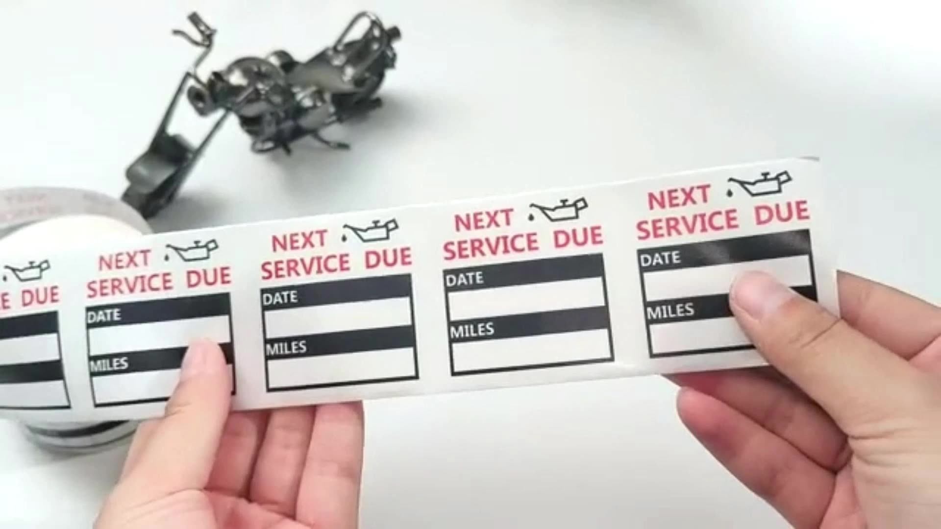Custom Waterproof Vinyl Car Service Reminder Stickers Car Oil Change ...