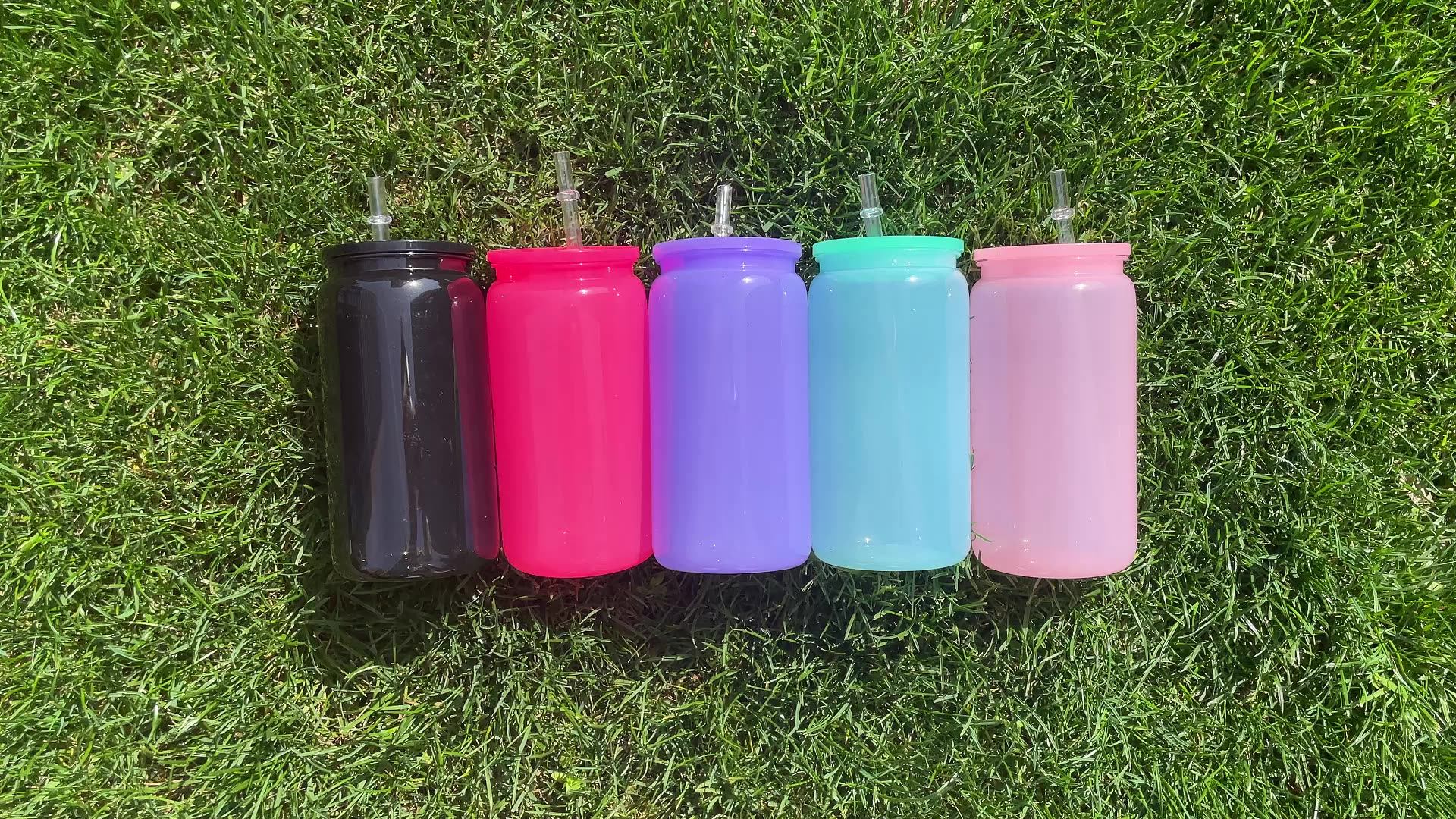 Usa Warehouse Kids Can Shaped Beer Cups Colored Macaron 16oz Plastic ...