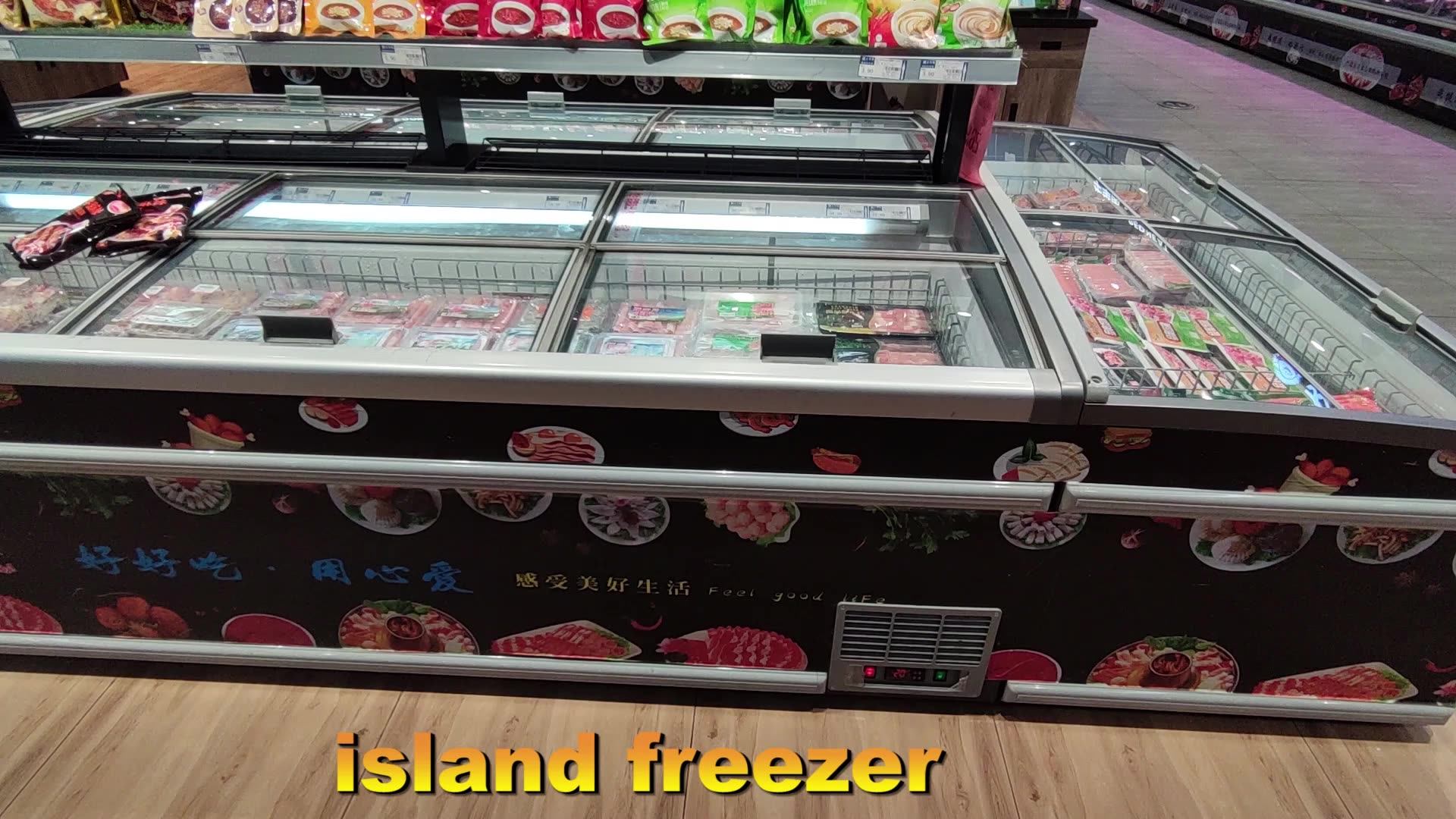 Frozen Food Display Island Freezer Supermarket Commercial Refrigeration ...