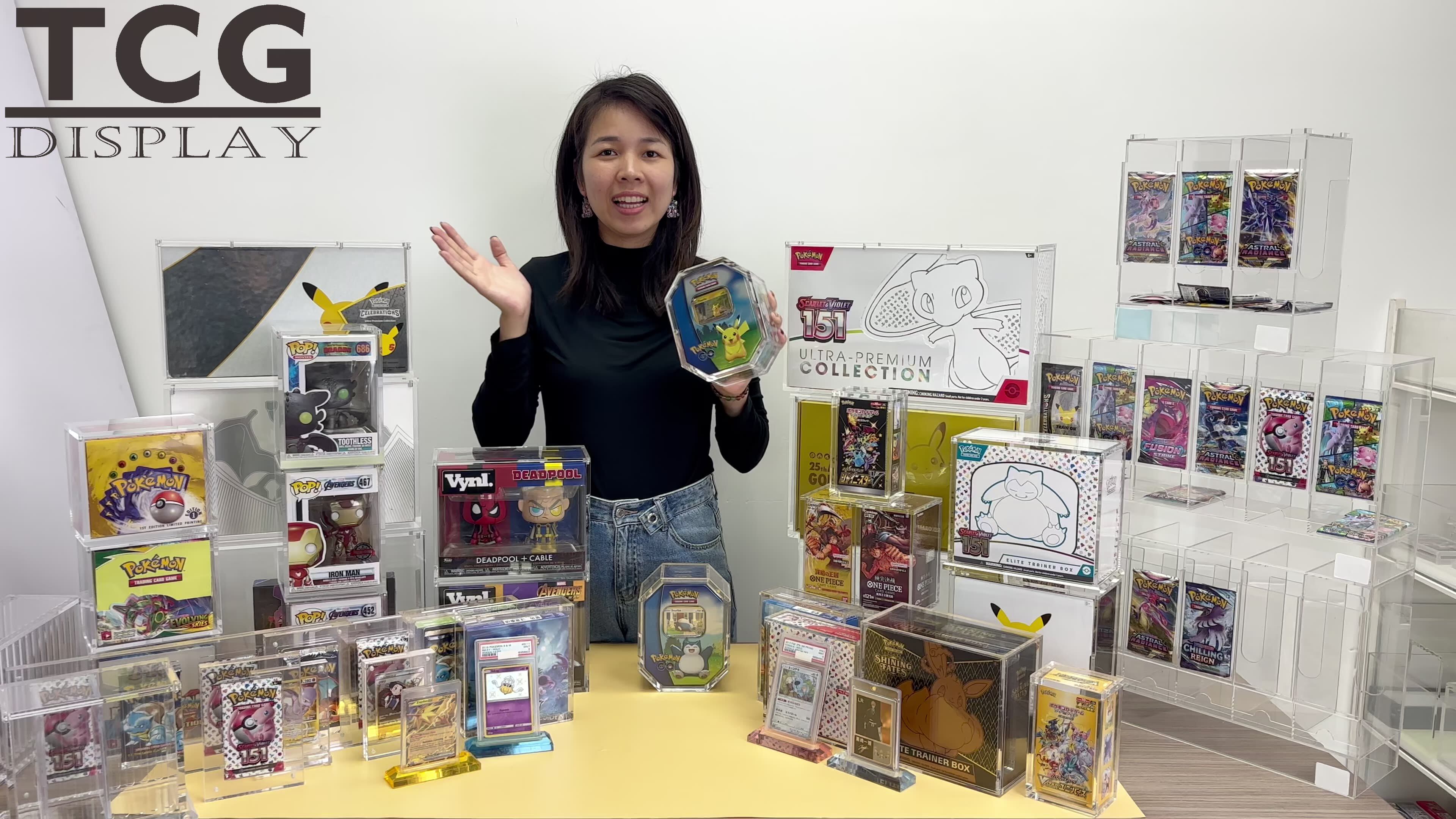 Tcg Custom Clear Acrylic Pokemon Tin Box 1st Edition Pokemon Cards Go ...