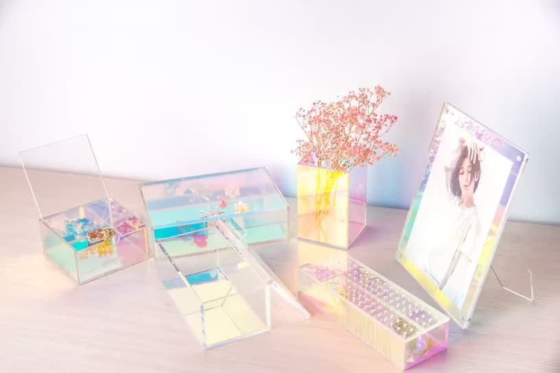 Small Iridescent Acrylic Organizer Storage Box With Lid - Buy Storage ...