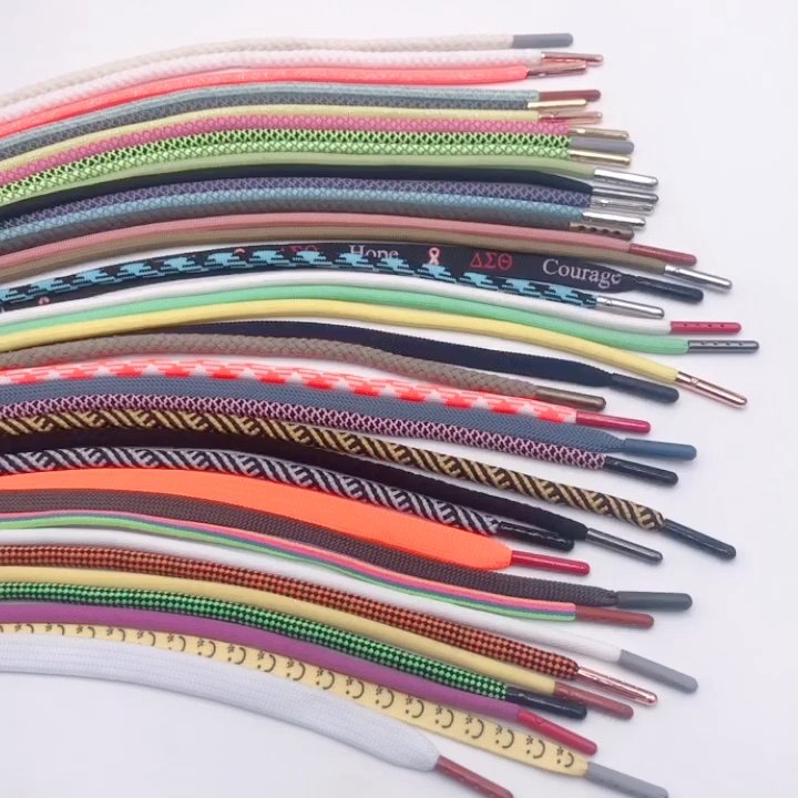 Custom Package Luxury Rope Shoelace Silver Aglets Logo Shoe Lace Woven ...