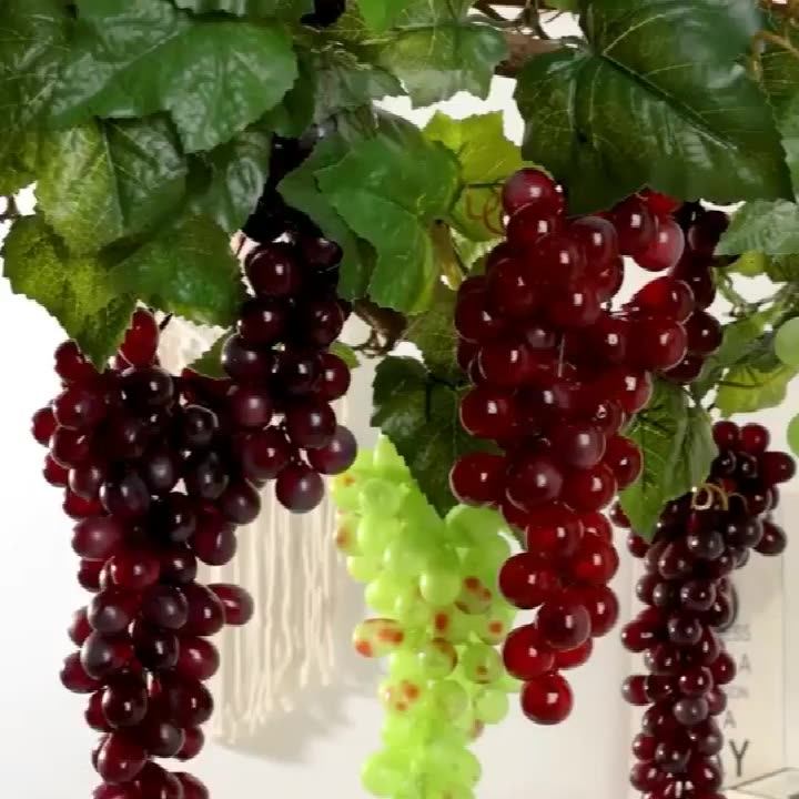 Artificial Grape Bunch Fake Grapes Vine Plastic Raisins Leaf Rattan ...