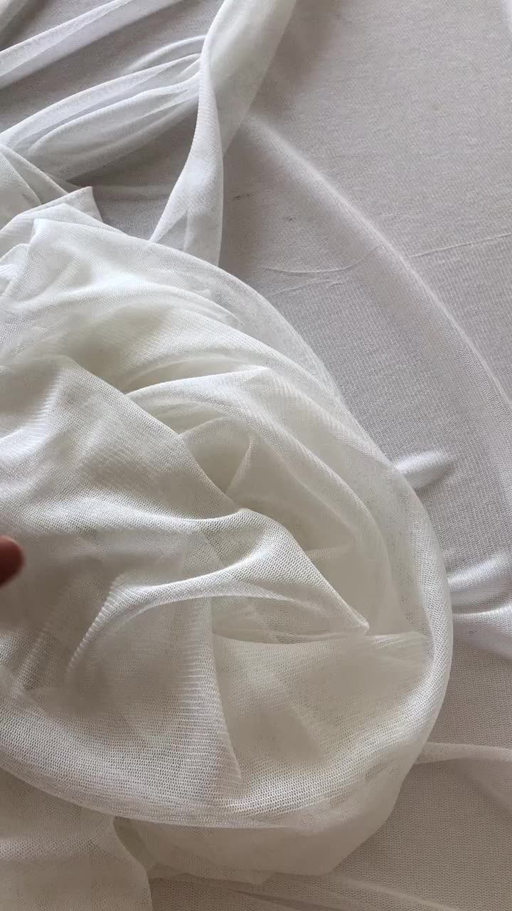 Howmay 100% Pure Silk Tulle Fabric 30gsm 135cm White Silk Knitted ...