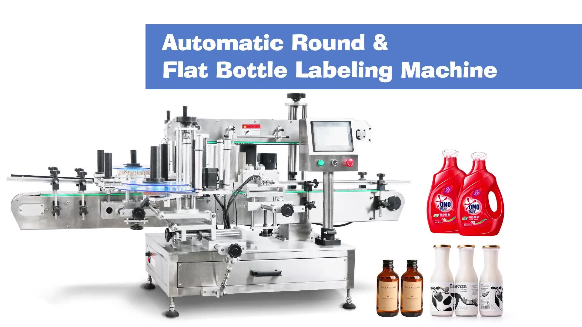 Zonesun Zs-tb300n Automatic Flat Round Bottle Double Side Self Adhesive ...