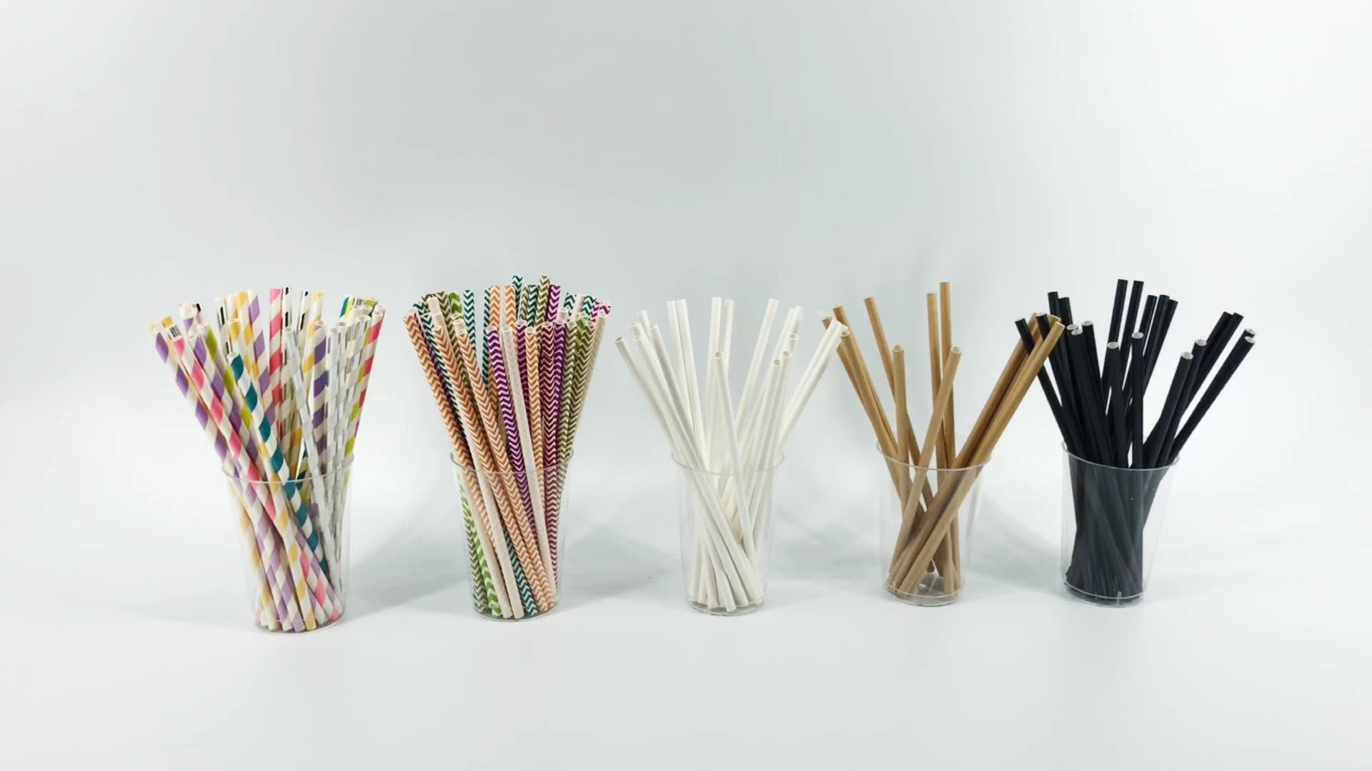 Custom Logo Wrapped Unbleached Paper Straw Drinking Straws Bar ...
