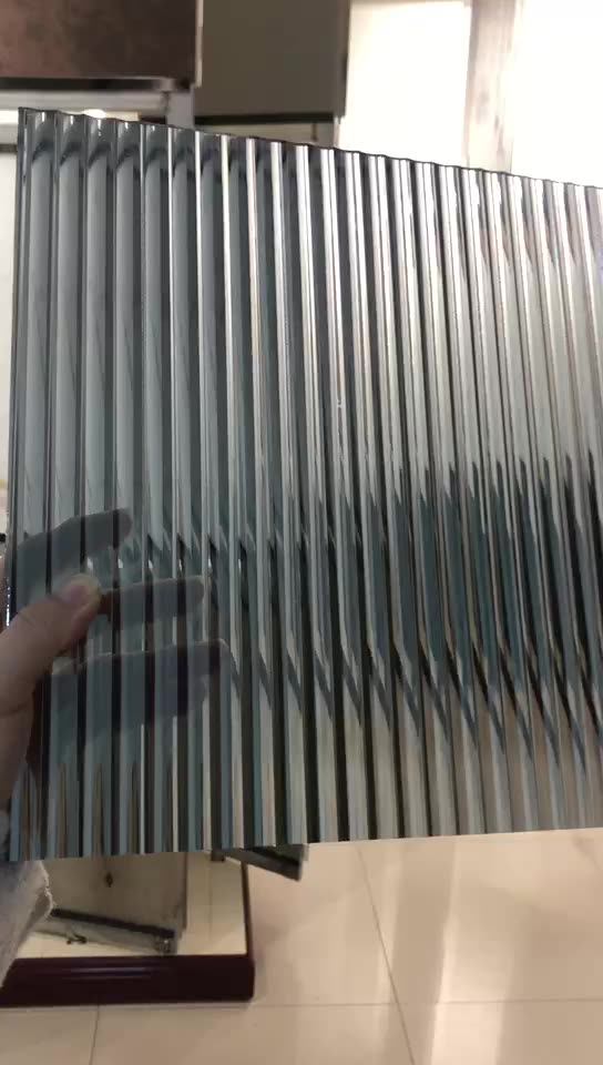 Grey Reflective Fluted Tempered Glass Safety Privacy Decorative ...