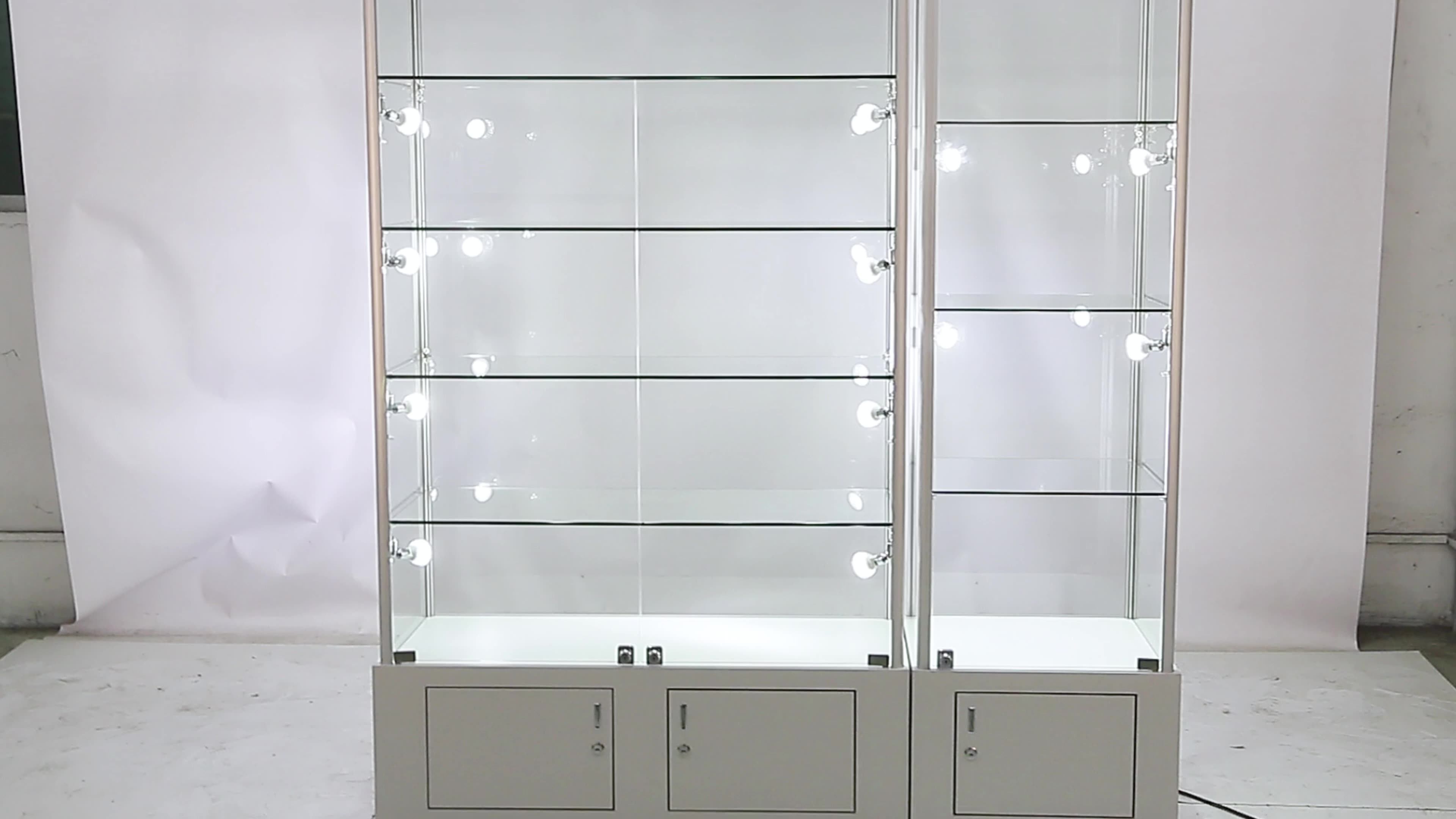 Retail Shop Furniture Lockable Glass Display Showcase With Led Light ...