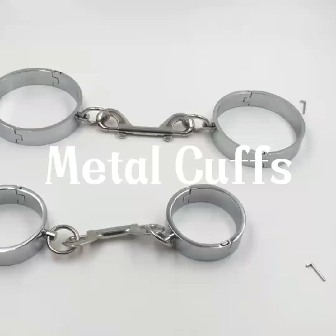 Silver Stainless Steel Handcuffs And Ankle Cuffs With Lock,Metal Wrist ...