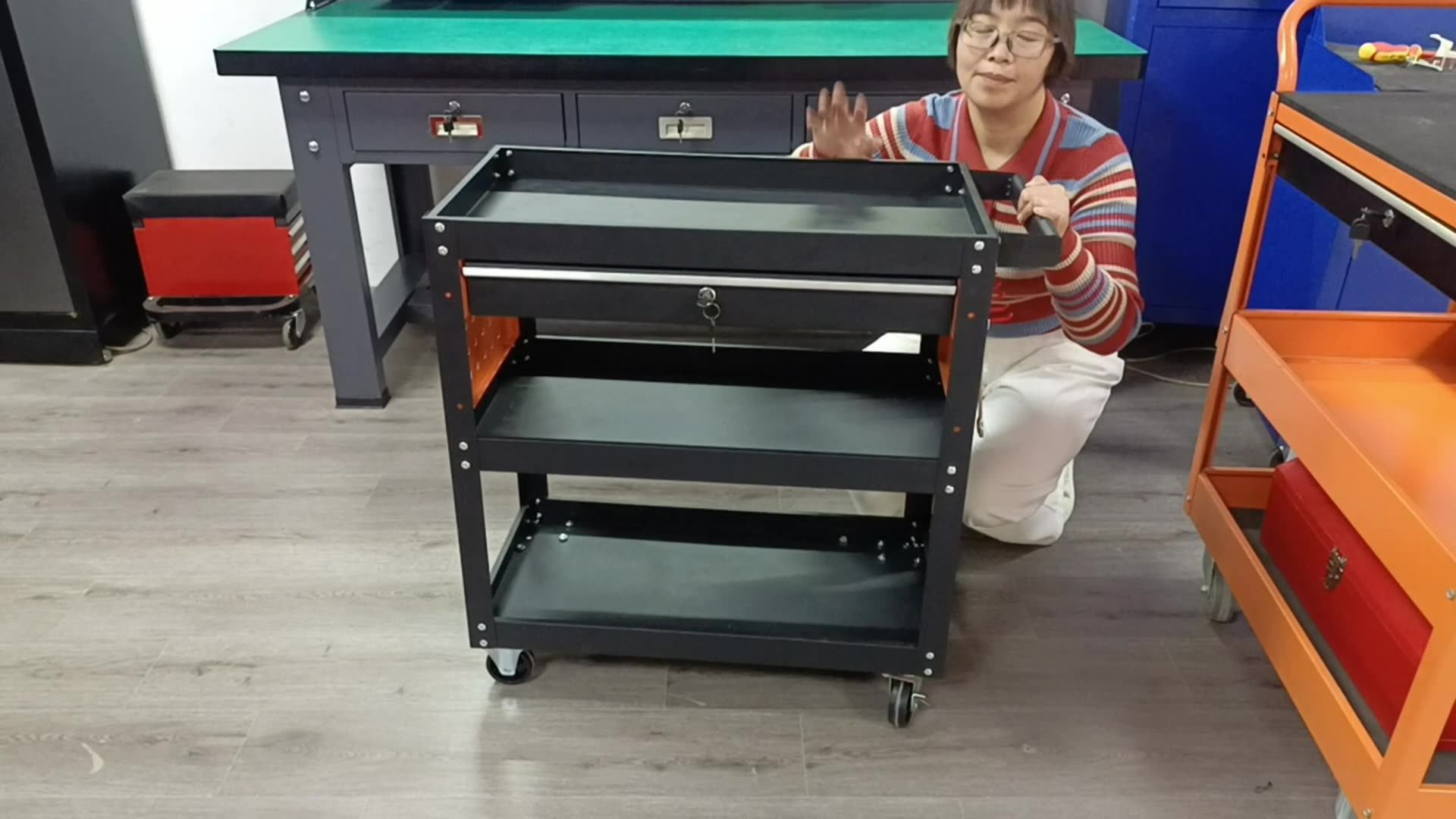 Oem Odm 3 Layer Rolling Garage Tool Trolley Box For Household Workshop ...