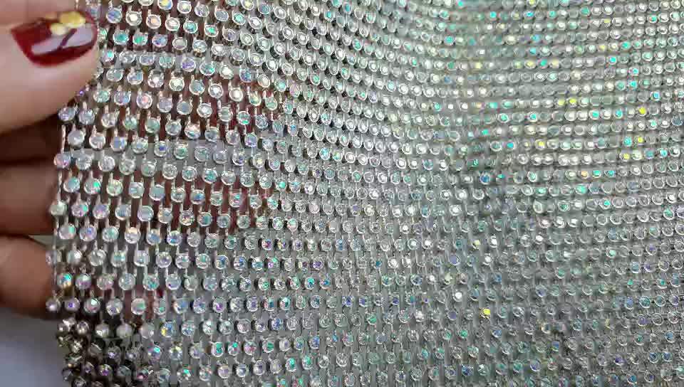 S148 Free Cutting Golden Plastic Rhinestone Mesh Trimming Rhinestone ...