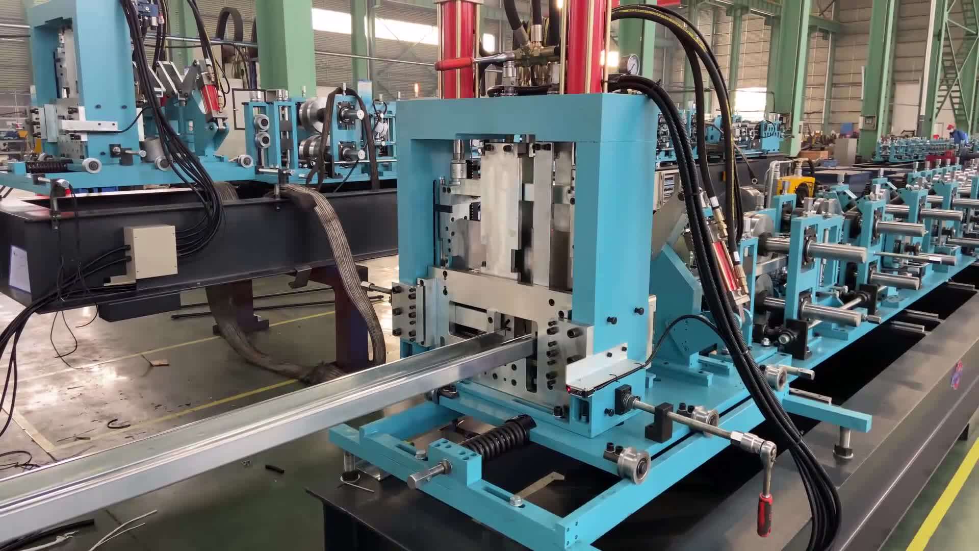 Hydraulic Post Cutting And Hole Punching Cz Purlin Roll Forming Machine ...