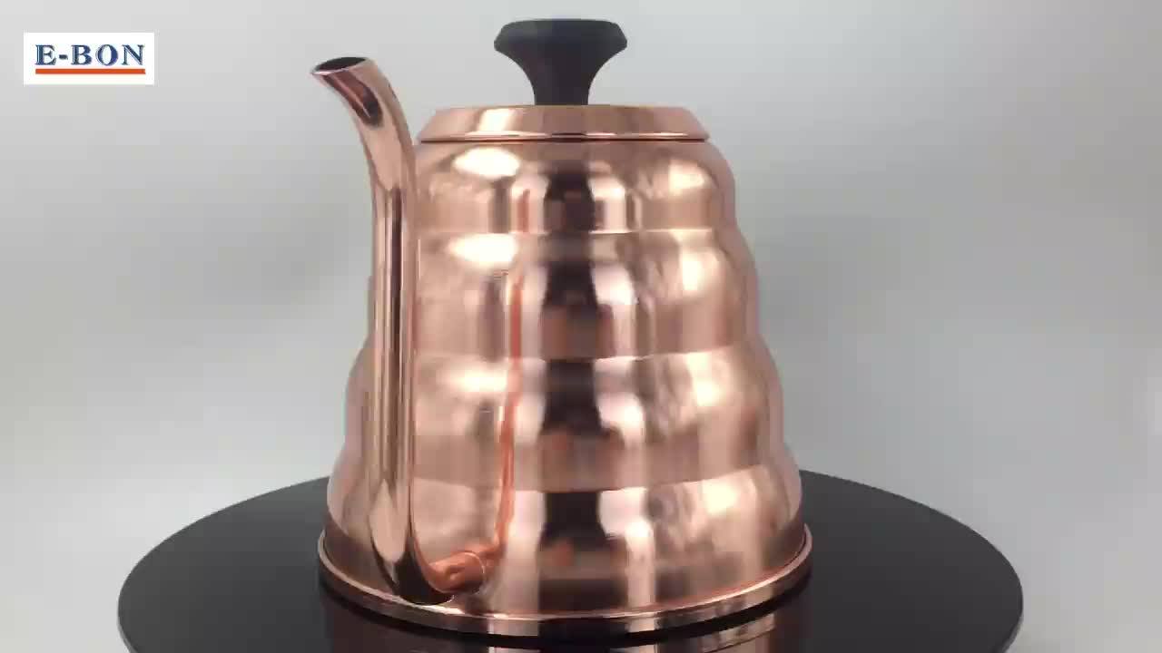 Copper Stainless Steel Pour Over Coffee Drip Kettle With Thermometer ...