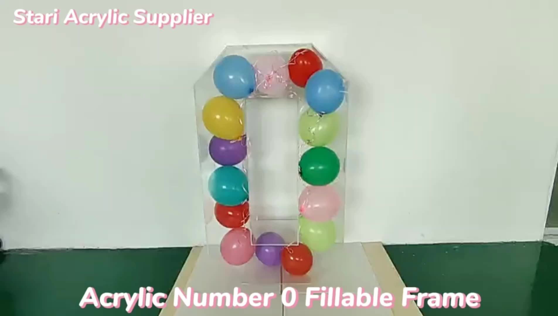 Number Zero Design Acrylic Fillable Box Frame Clear Number Zero Balloon ...