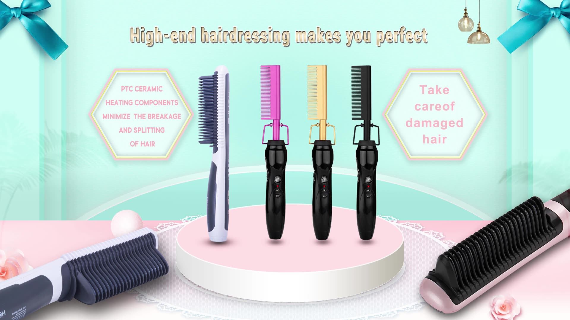 Electric Comb 360 Swivel Cord Electric Press Comb Portable Styling Hair ...