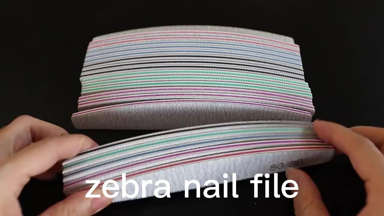 Professional Salon Custom Printed Nail File Half Moon Zebra 100/180 ...
