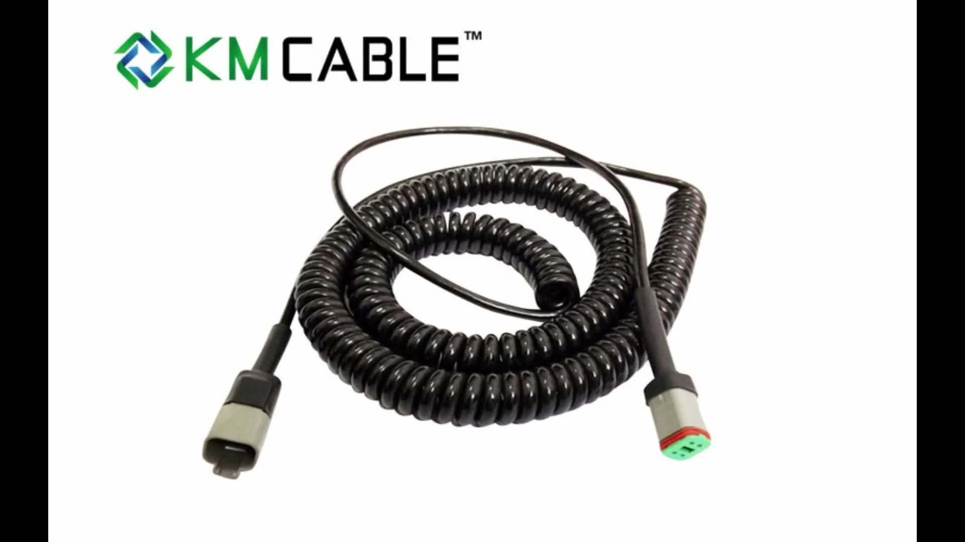 spring coiled electrical wire orange color 3 core 4mm flexible spiral ...