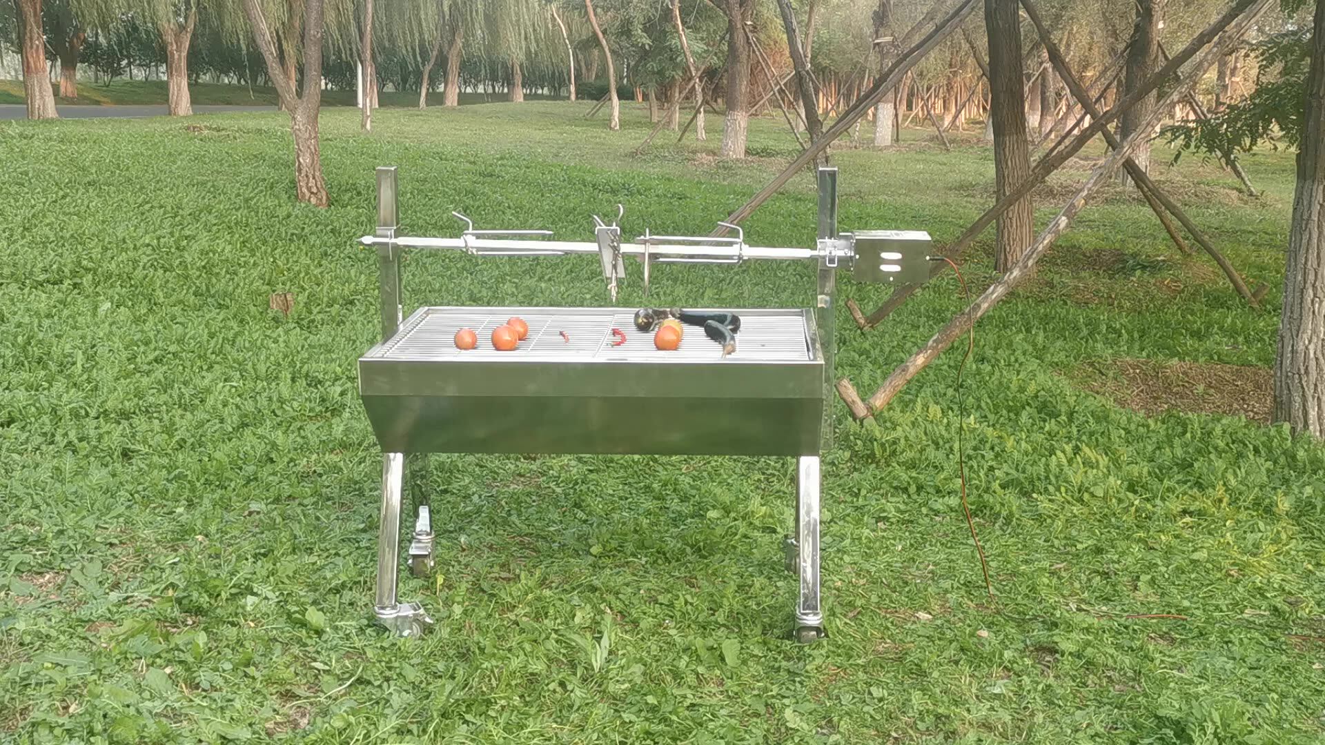 50kg 89cm Heavy Duty Stainless Steel Hog Roast Machine Bbq Spit Roaster ...