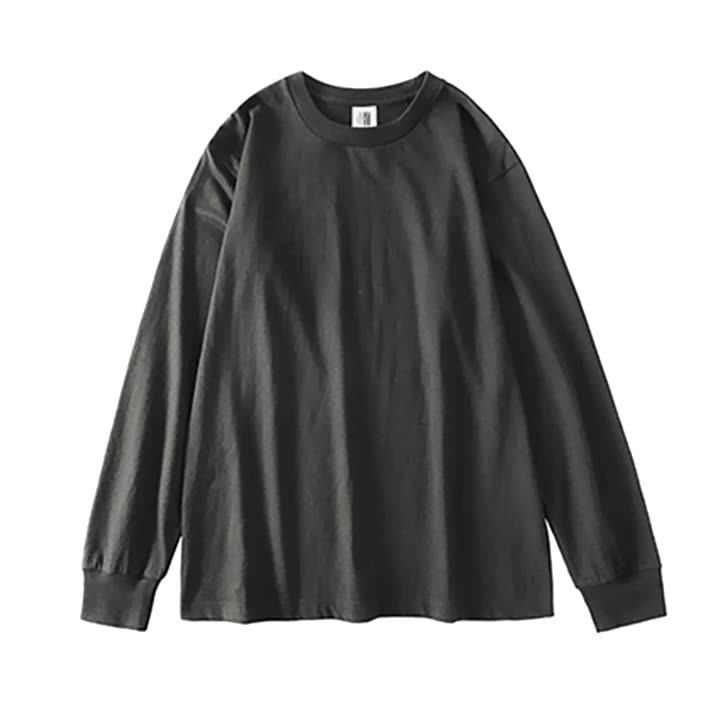 260g Spring Soild Long Sleeve T-shirt Casual Loose Basic 100 Cotton T ...