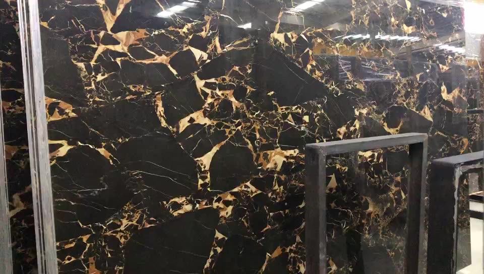 Polished Nero Black Portoro Gold Marble For Bathroom Wall And Floor ...