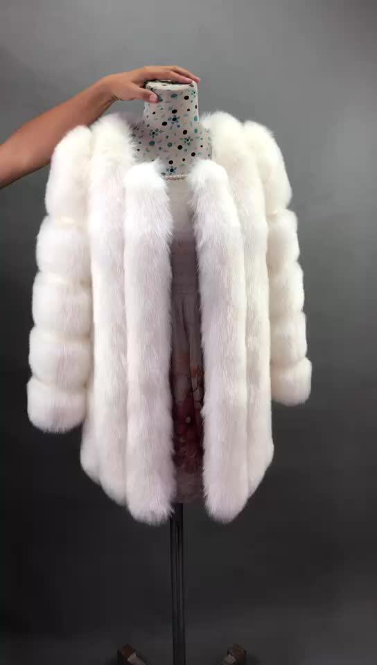 S-4xl Winter Luxury Faux Fox Fur Coat Slim Long Pink Red Blue Faux Fur ...