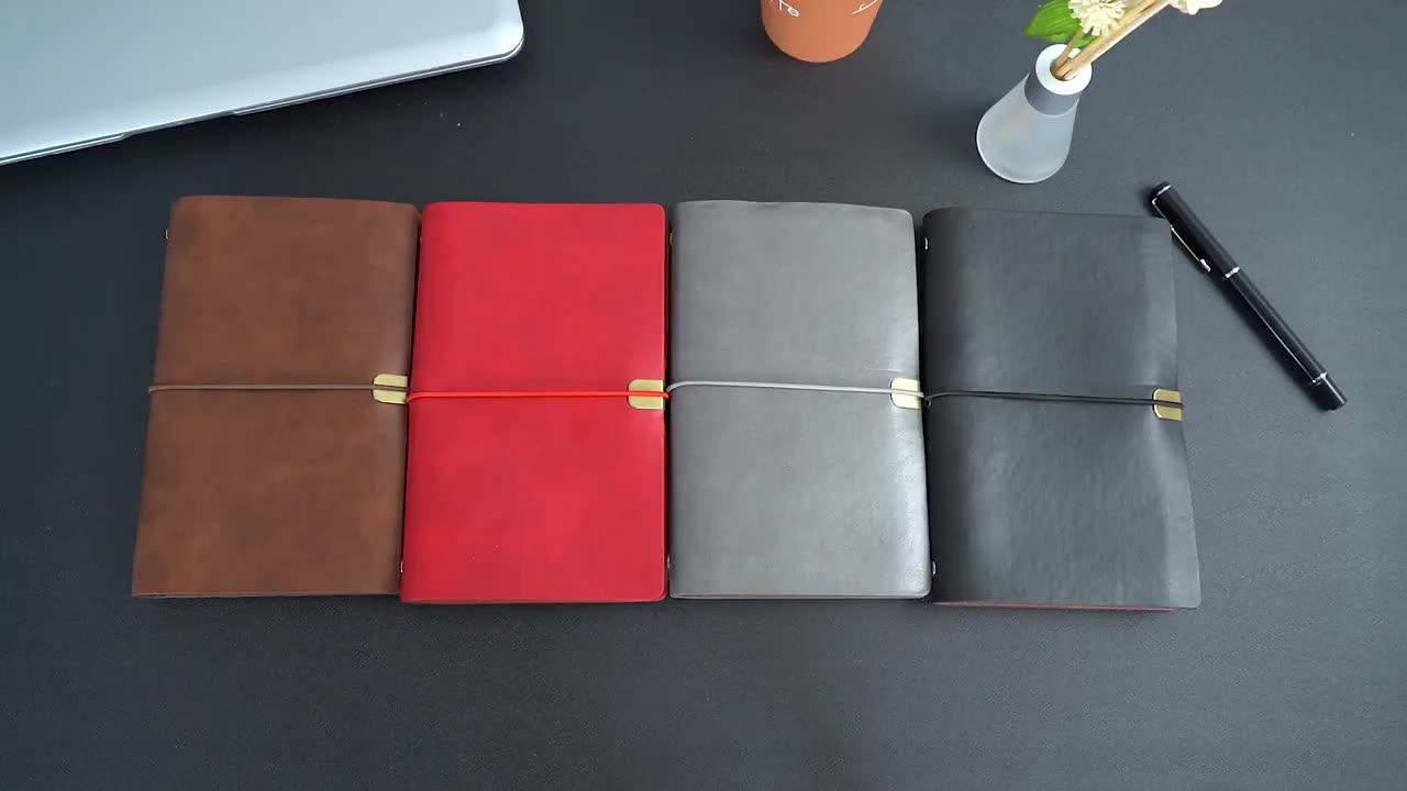 Debossed Logo A6 A7 Pu Leather Vintage Journal Refillable Kraft Paper ...