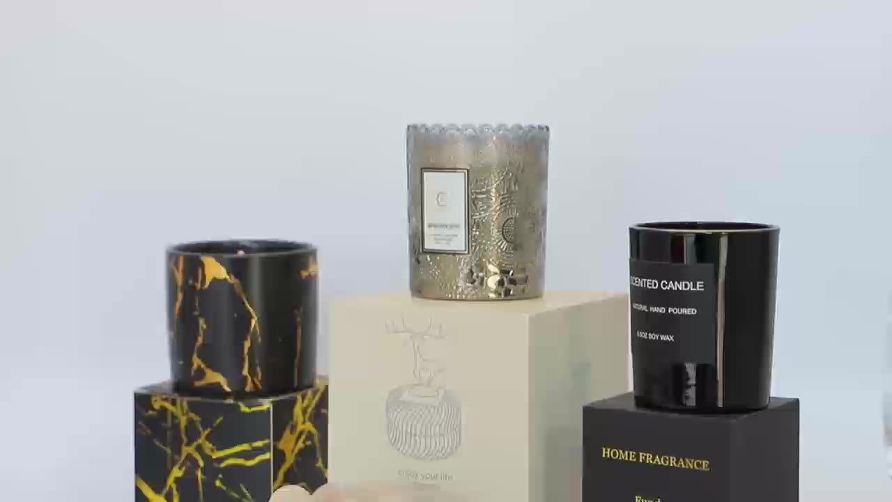 Custom Ceramic Candle Jar With Packaging Box Luxury Soy Wax Scented ...