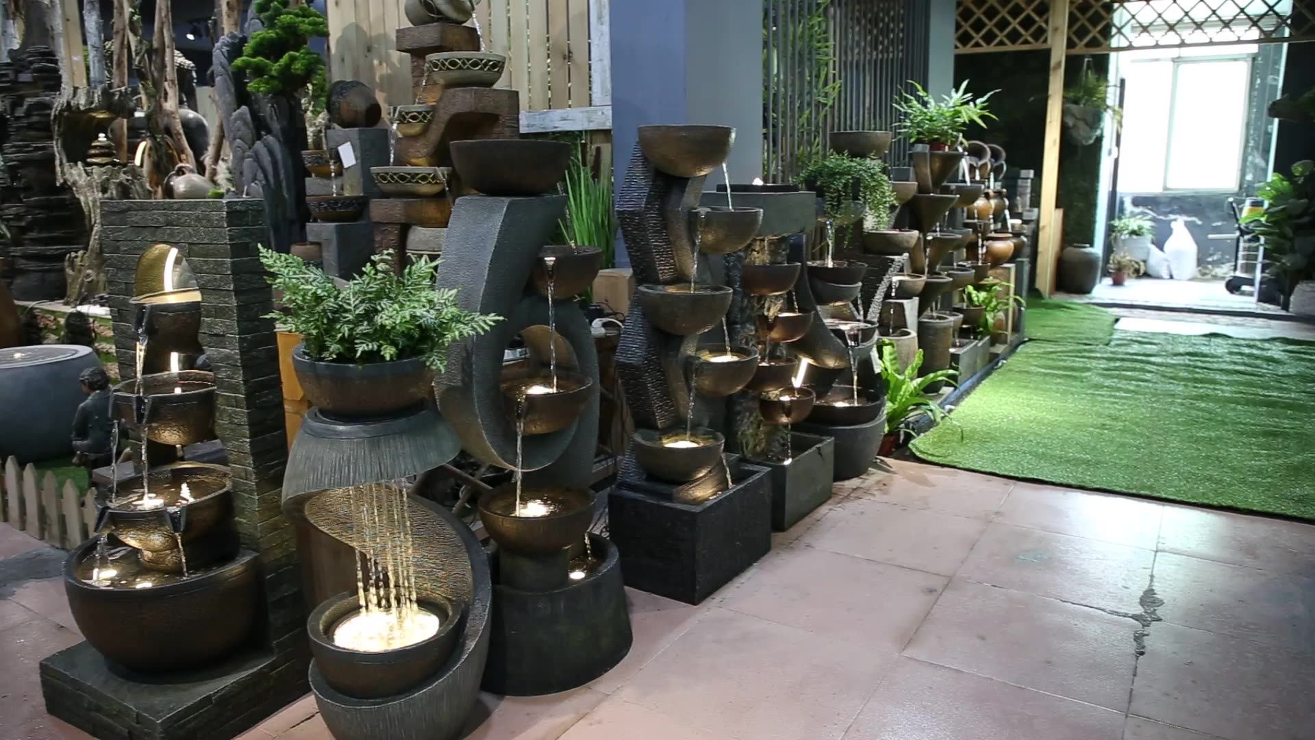 Modern Style 3-tiered Freestanding Garden Waterfall Cascade Outdoor ...