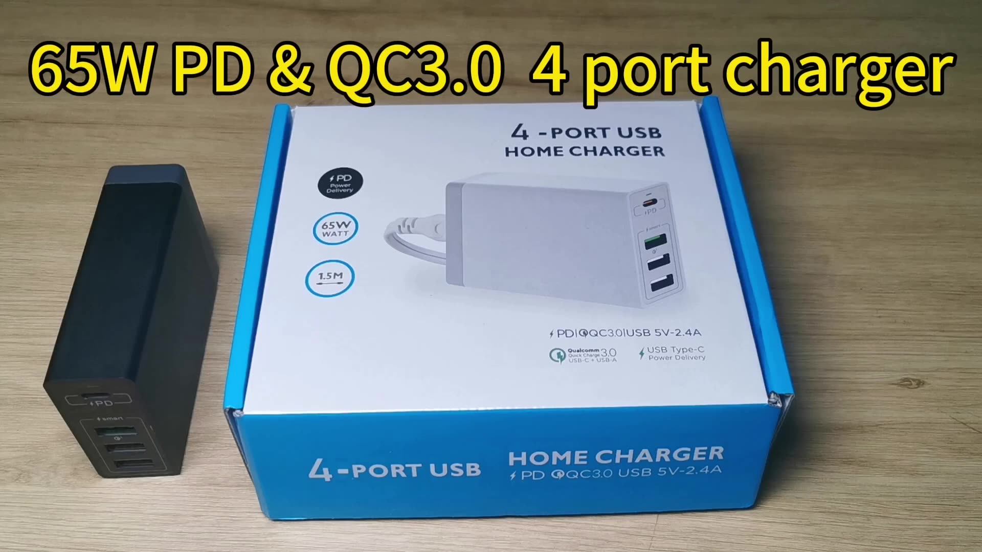 65w 4 Port Pd Desktop Charger Usb C Charging Station With Pd/qc3.0 ...