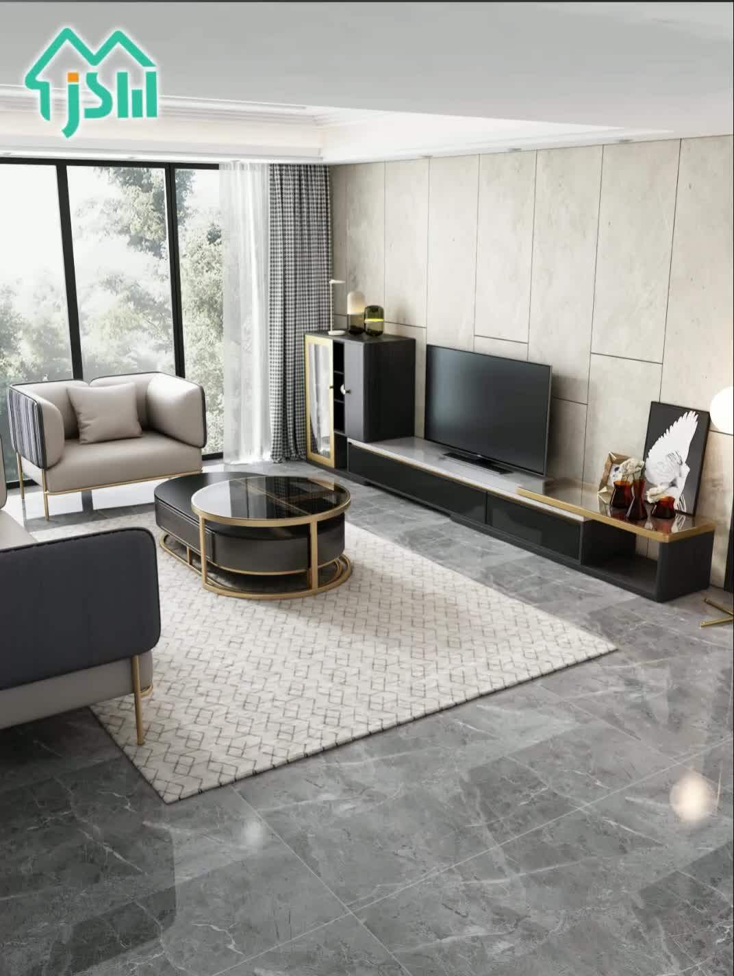 Luxury Modern Nordic Adjustable Black Oval Glass Wooden Table Tea ...