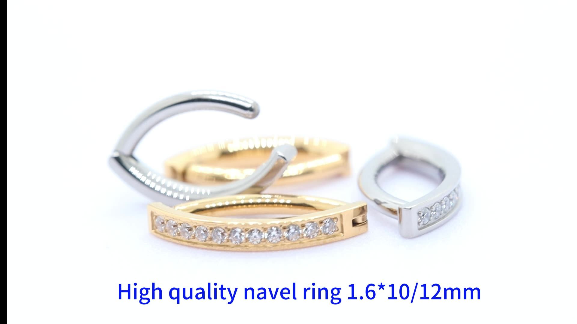 Astm F136 Titanium Piercing 14g Belly Button Ring Reverse Curved Navel ...