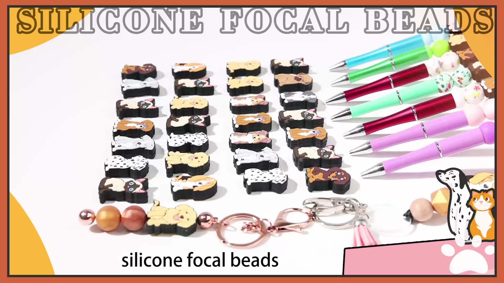 Custom Cartoon Dog Focal Beads Eco-friendly Wristlet Keychain Bracelet ...