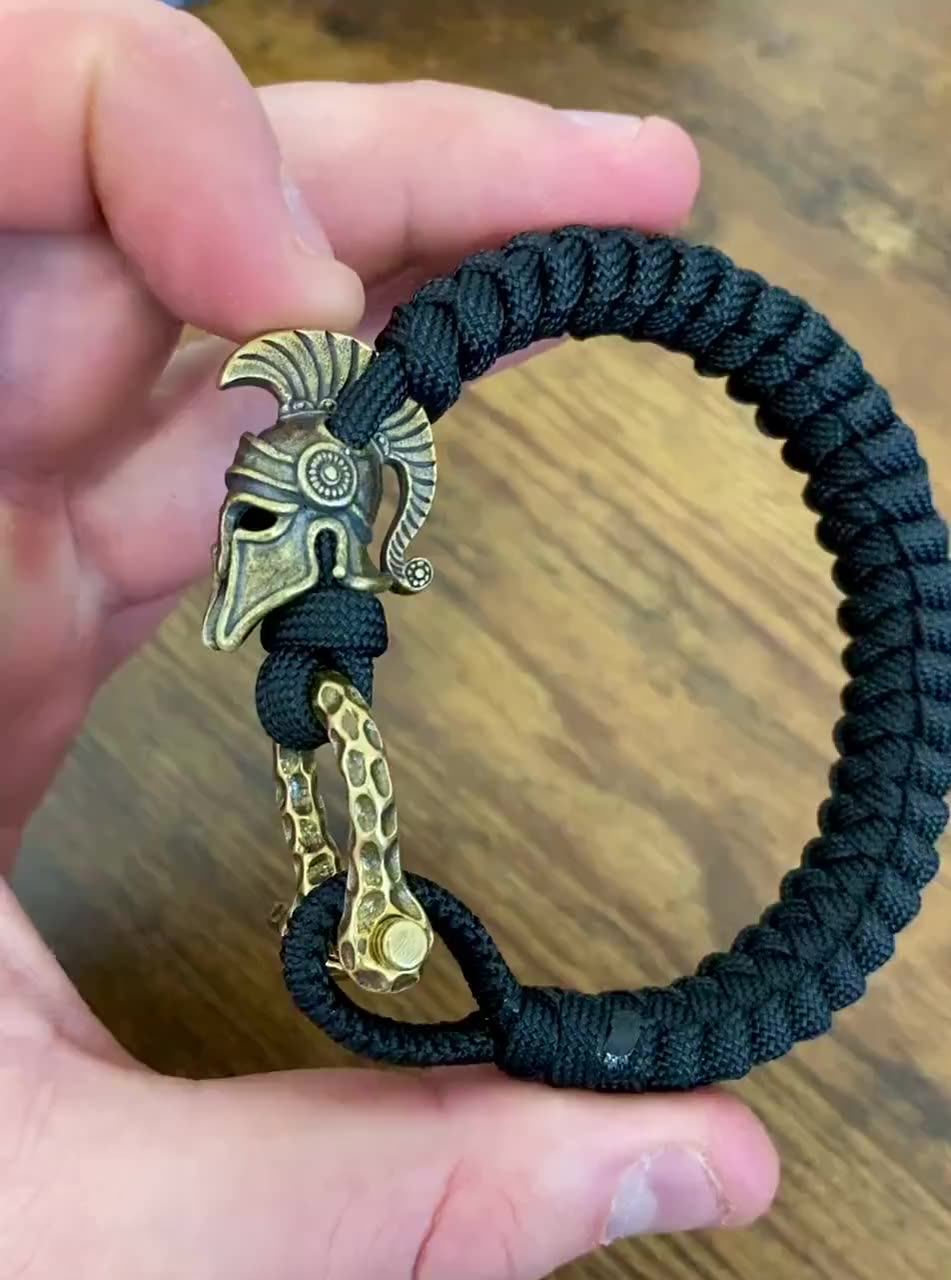Ancient Greece Shackle Spartan Helmet Brass Pulseira Bracelete Paracord ...